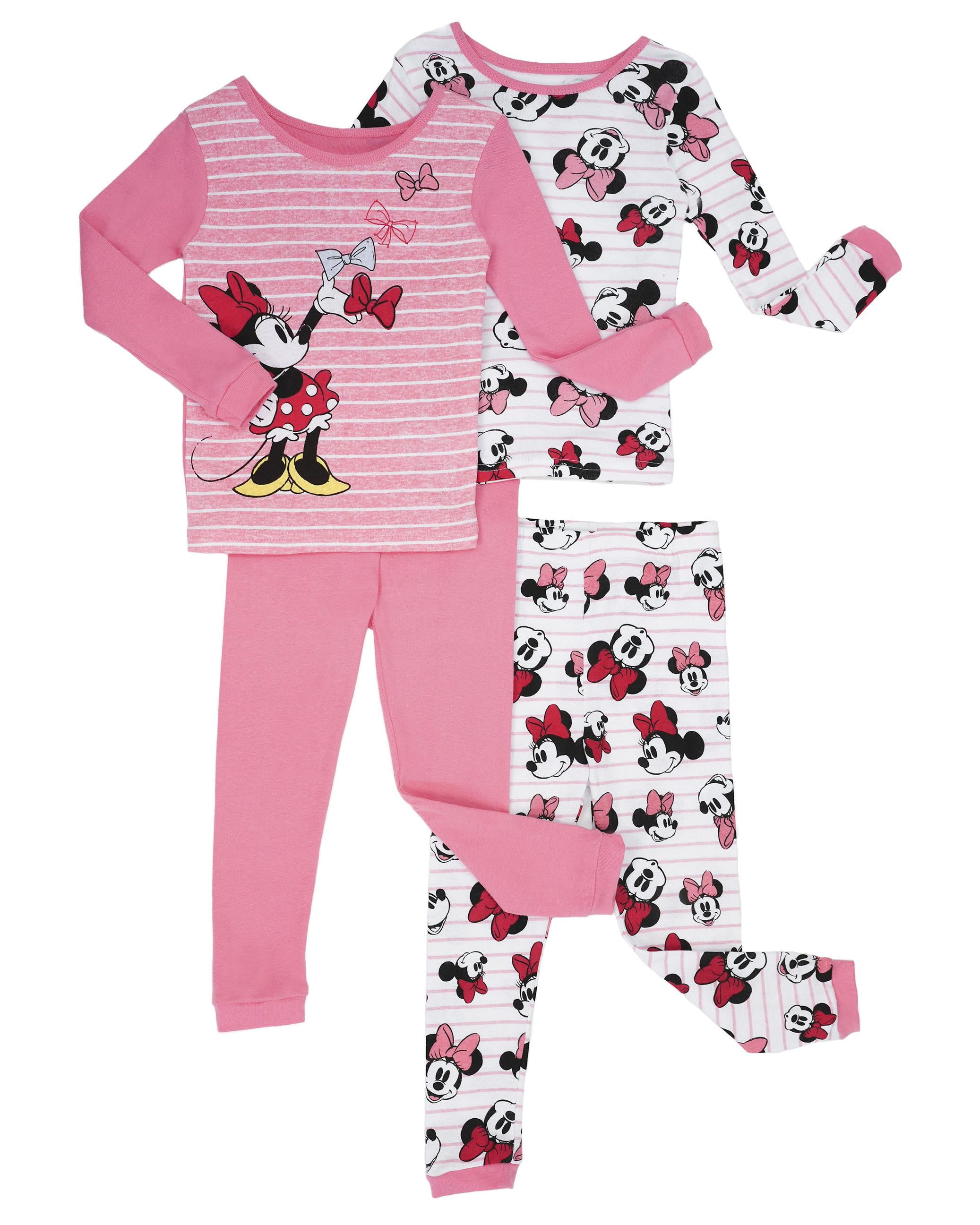 Disney Minnie Mouse Girls Four-Piece Pajama Set Female, Pink, Size: 4T ...