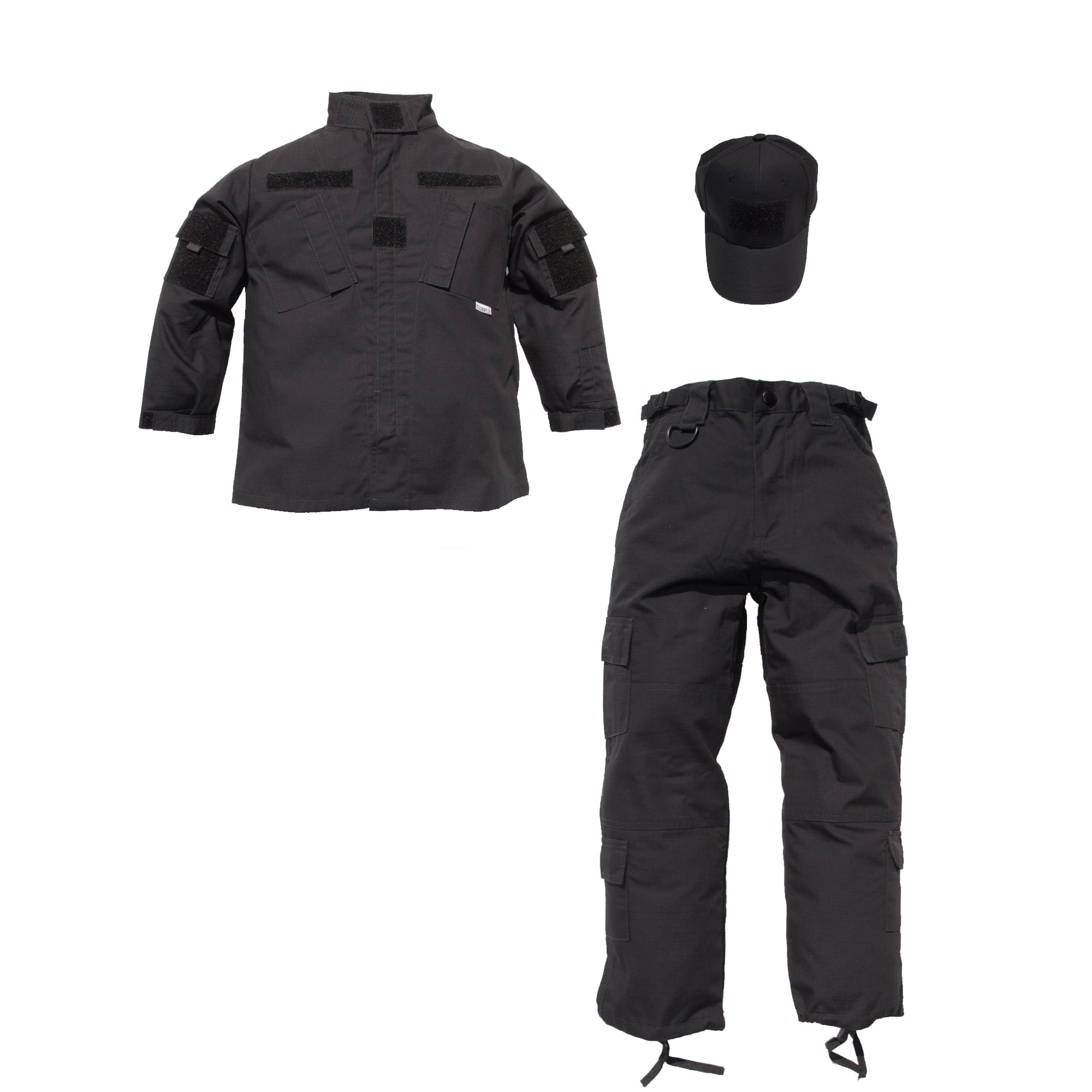 3PC BLACK TACTICAL UNIFORM - Walmart.com