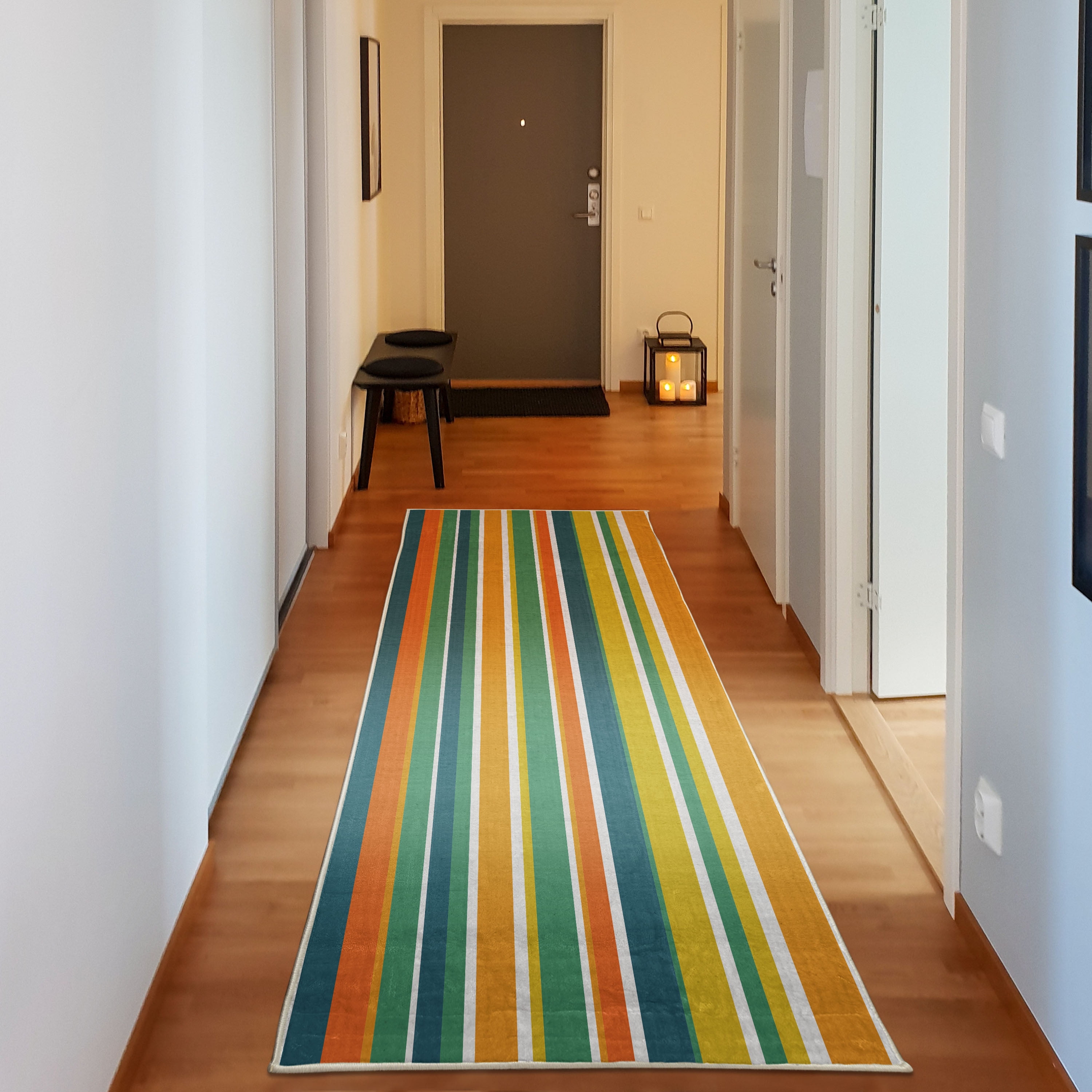 Pastel Decorative Rug, Vertically Striped Pattern Different Color ...