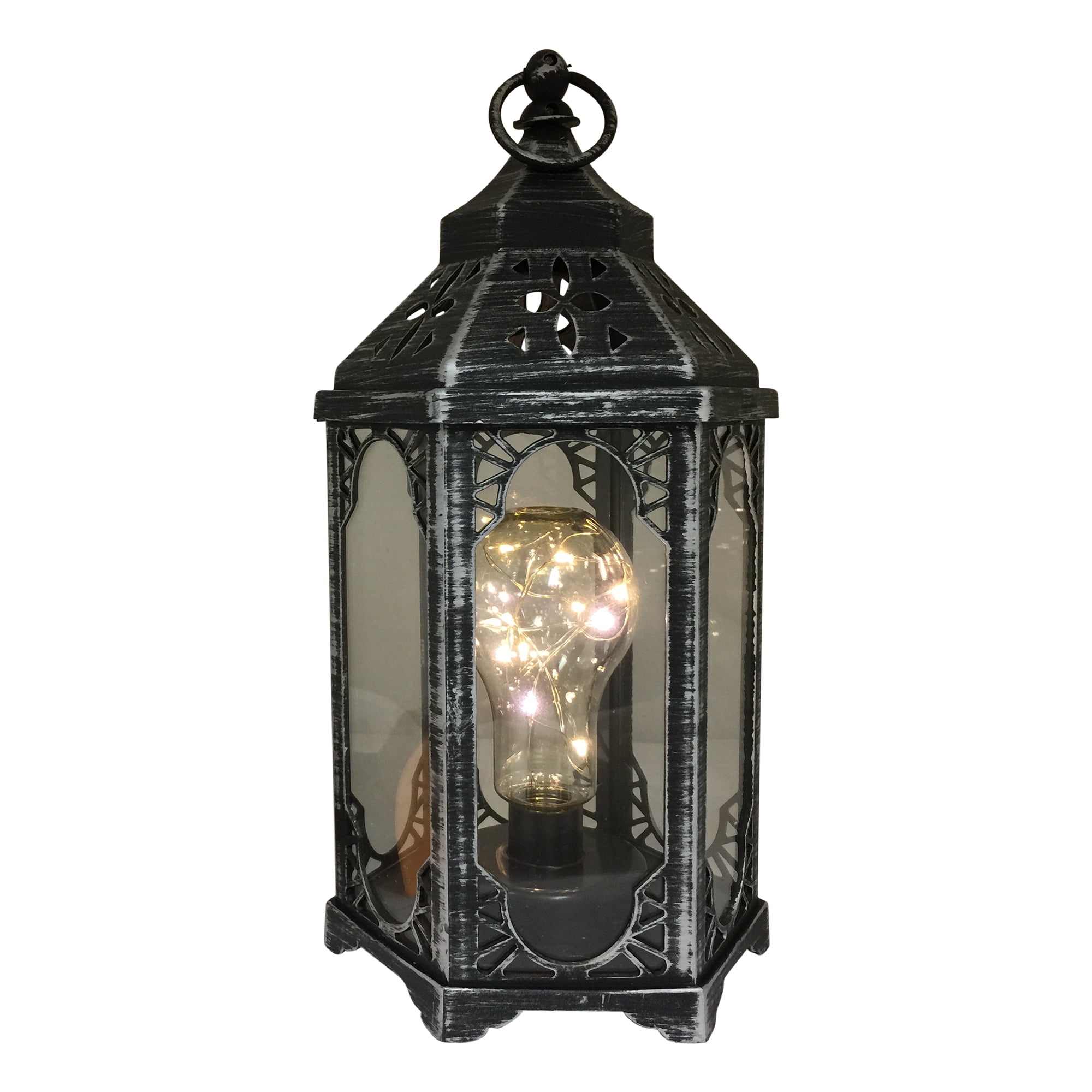 Lantern with LED Lightbulb inHexagon Shape;Product Size: 6.5x13.5x6.5 ...