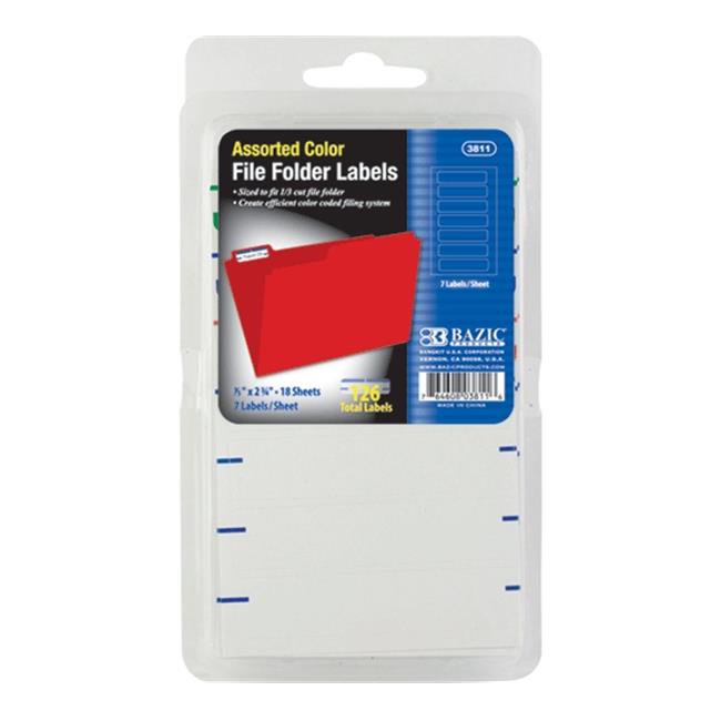 Bazic Products 3811-144 BAZIC Assorted Color File Folder Label - 126 ...