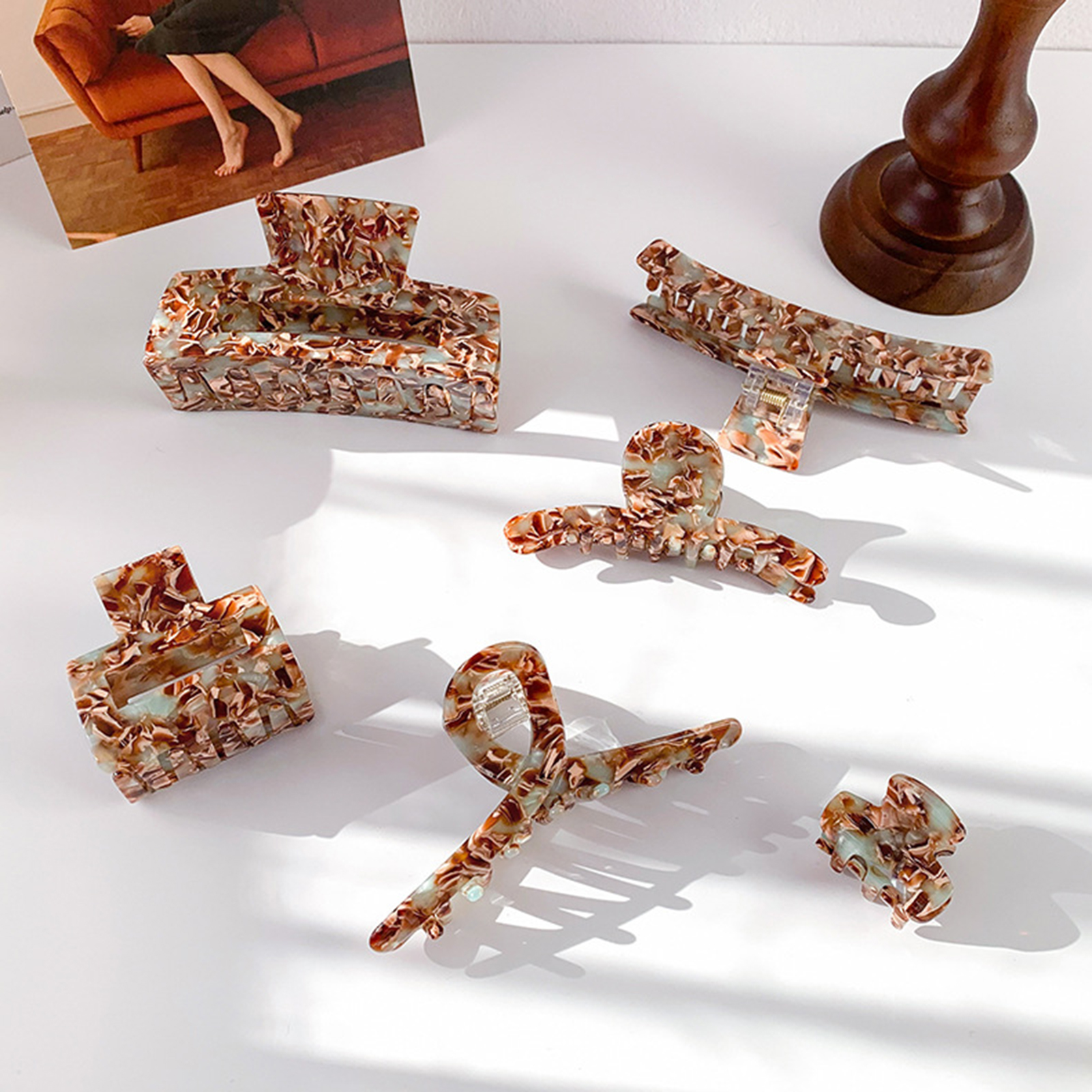 SPRING PARK Women Plastic Hair Claw Clips Hollow Carving Hairpin Clamp ...