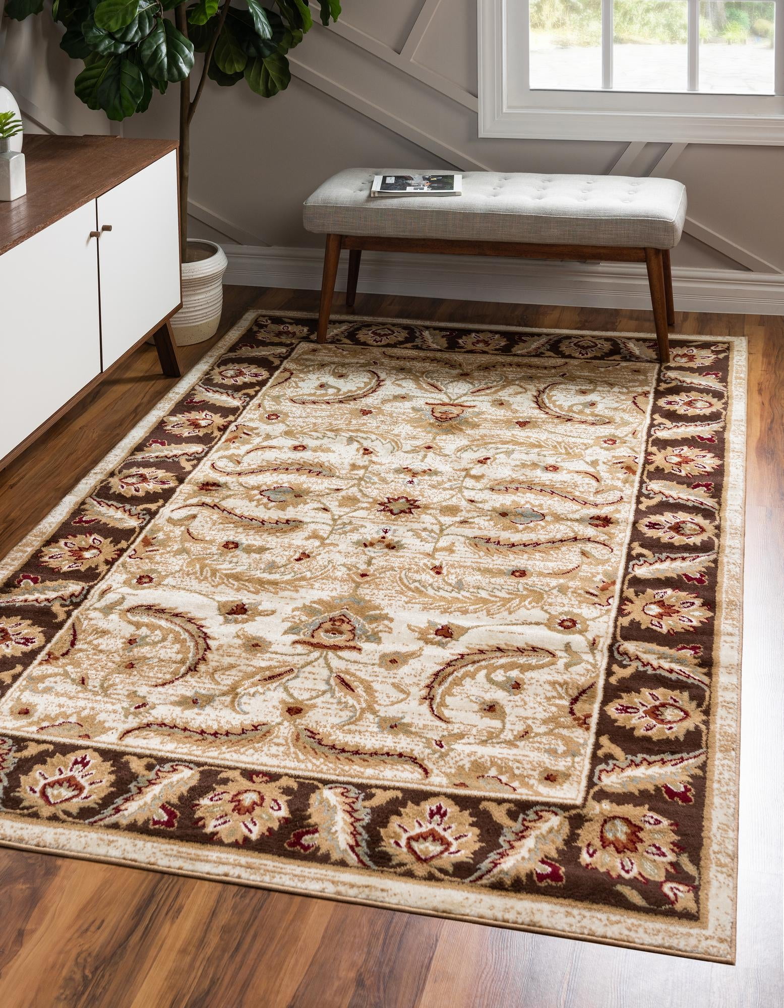 Rugs.com Aditi Collection Rug – 5' x 8' Cream Low Rug Perfect For ...