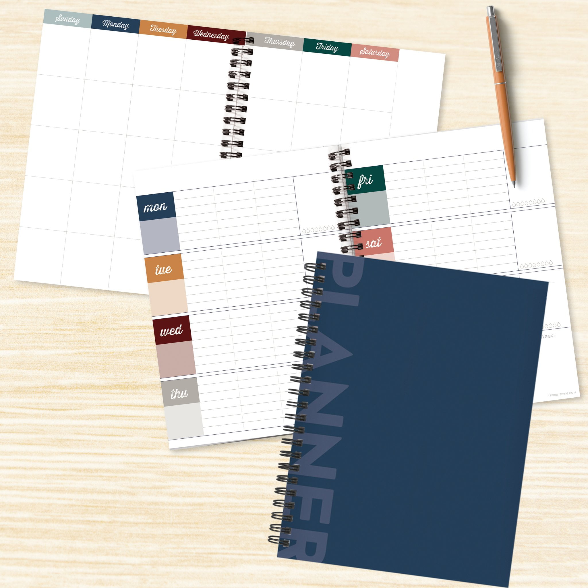 TF Publishing Undated 6" x 8" Planner, Moody Blue Boho - Walmart.com ...