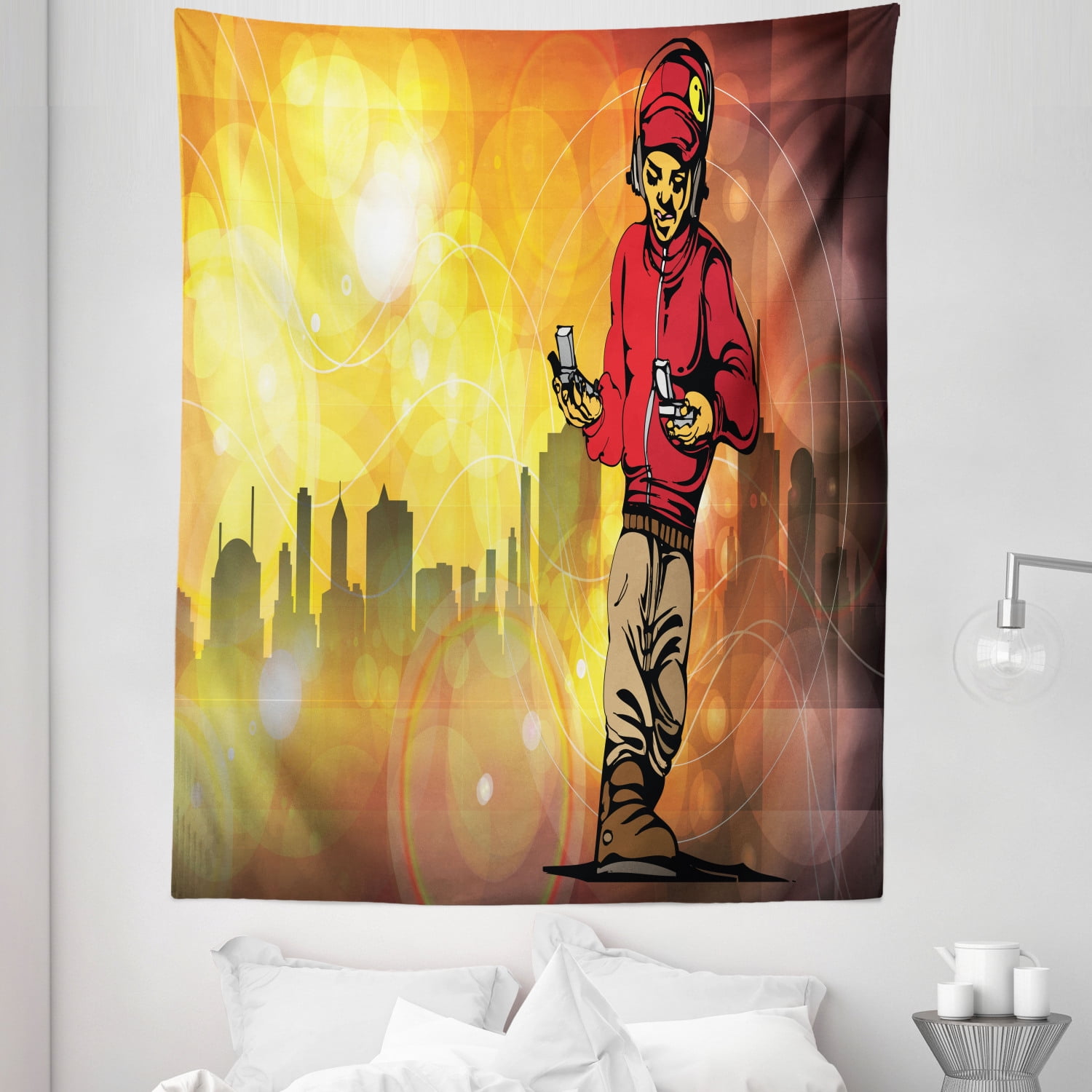 Hip Hop Tapestry, Rap Music and Dance Themed Image a Rapper Guy City ...