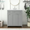 Tensun 30" Grey Bathroom Vanity, Freestanding, Single Undermount Sink, 2 Doors, 1 Drawer, No ...