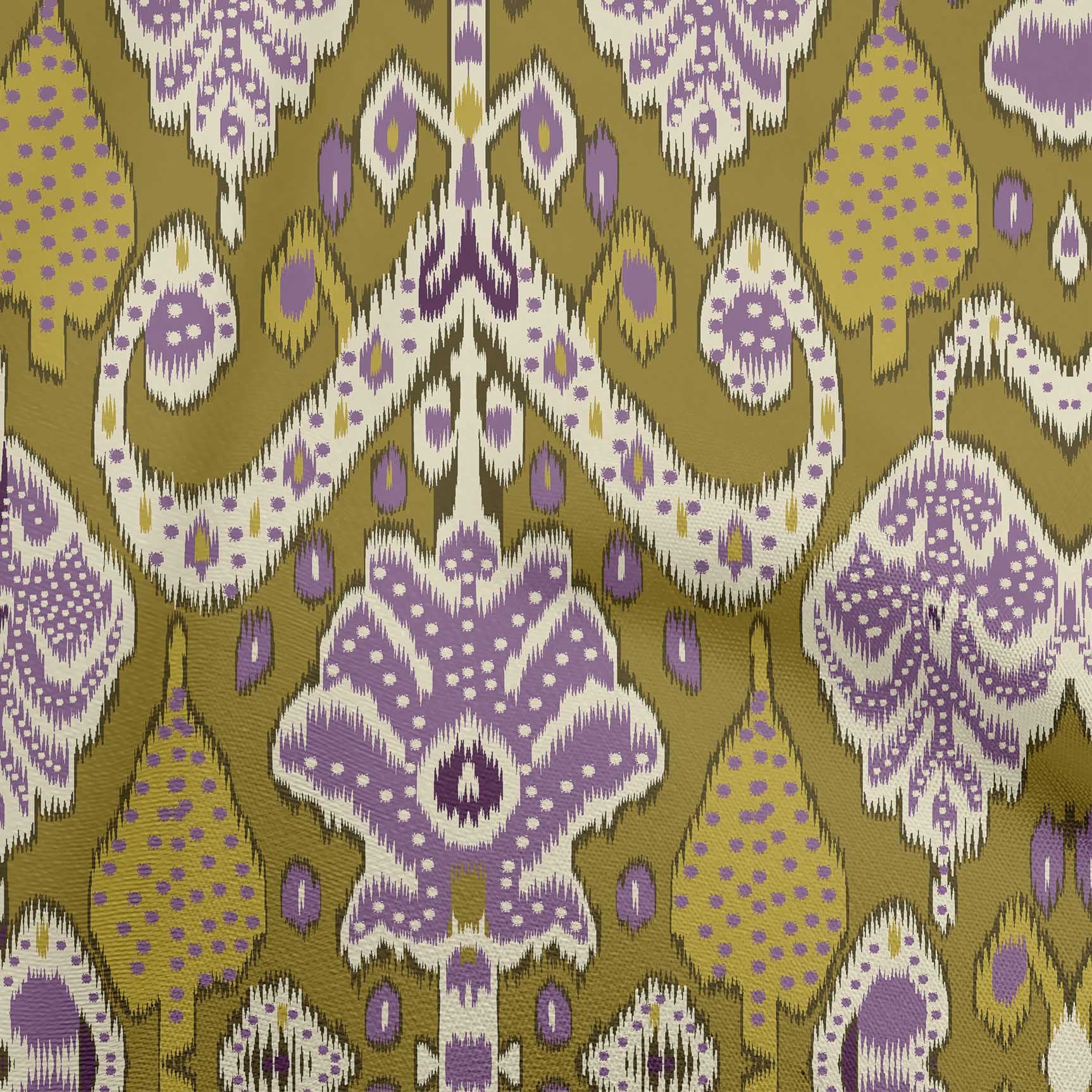 oneOone Silk Tabby Dark Olive Green Fabric Asian Ikat Fabric For Sewing ...