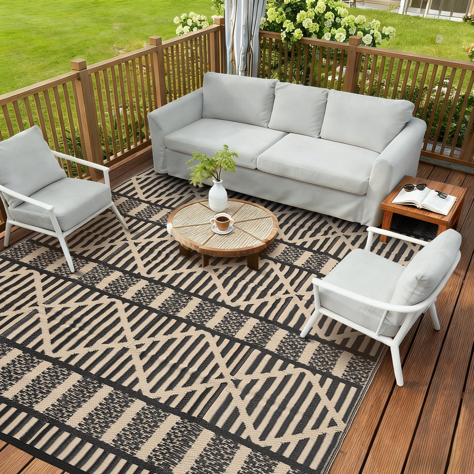 Click here for Hasoo 9 X 12 Brown/Black Outdoor Rug Plastic Straw... prices