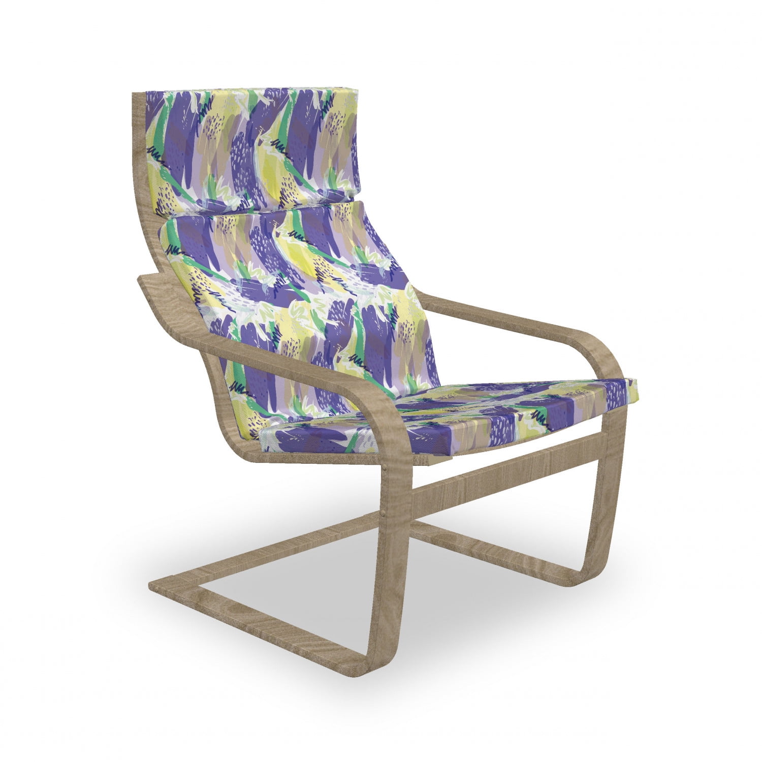 Abstract Armchair Pad and Slipcover, Brushstroke Pastel Colors Retro ...