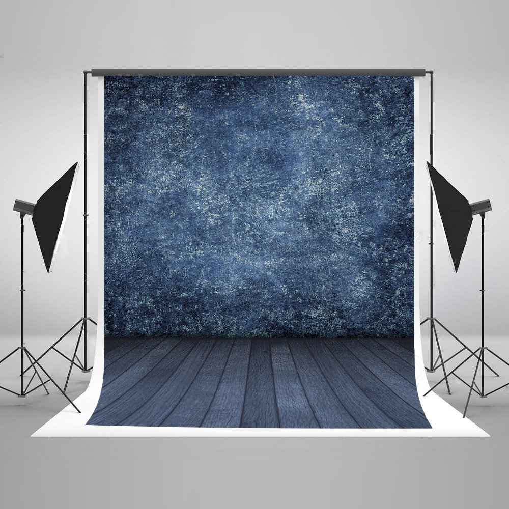 Polyester Fabric Deep Blue Texture Backdrop 5x7ft Wood Floor ...