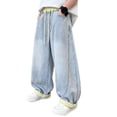 Boys Baggy Jeans Classic Straight Wide Leg Fashion Denim Pants (Yellow ...