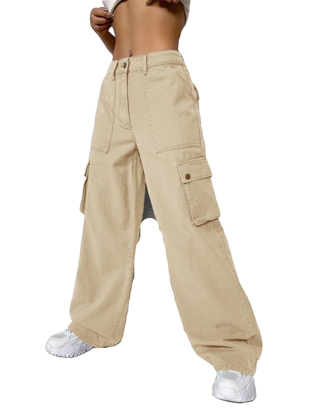Plain Cargo Pants Khaki Womens Jeans Womens