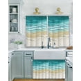 Abstract Turquoise Beige Beach Theme Short Blackout Curtains 36 Inch ...