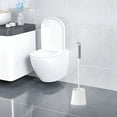 Round Head Toilet Brush with Base Soft Bristles & Long Handle 16.93 ...