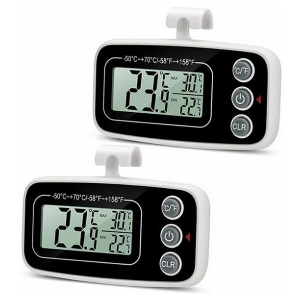 Digital Fridge Thermometer Temperature -50°C to 70°C with Hook for Fridge Freezer Easy to Read ...
