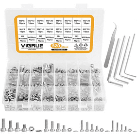 VIGRUE 205PCS 304 Stainless Steel Rivet Nut Assort Set Flat Head Threaded Rivetnut Insert ...