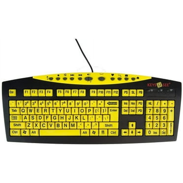 Ezsee Low Vision Keyboard Large White Print Black Keys - Walmart.com