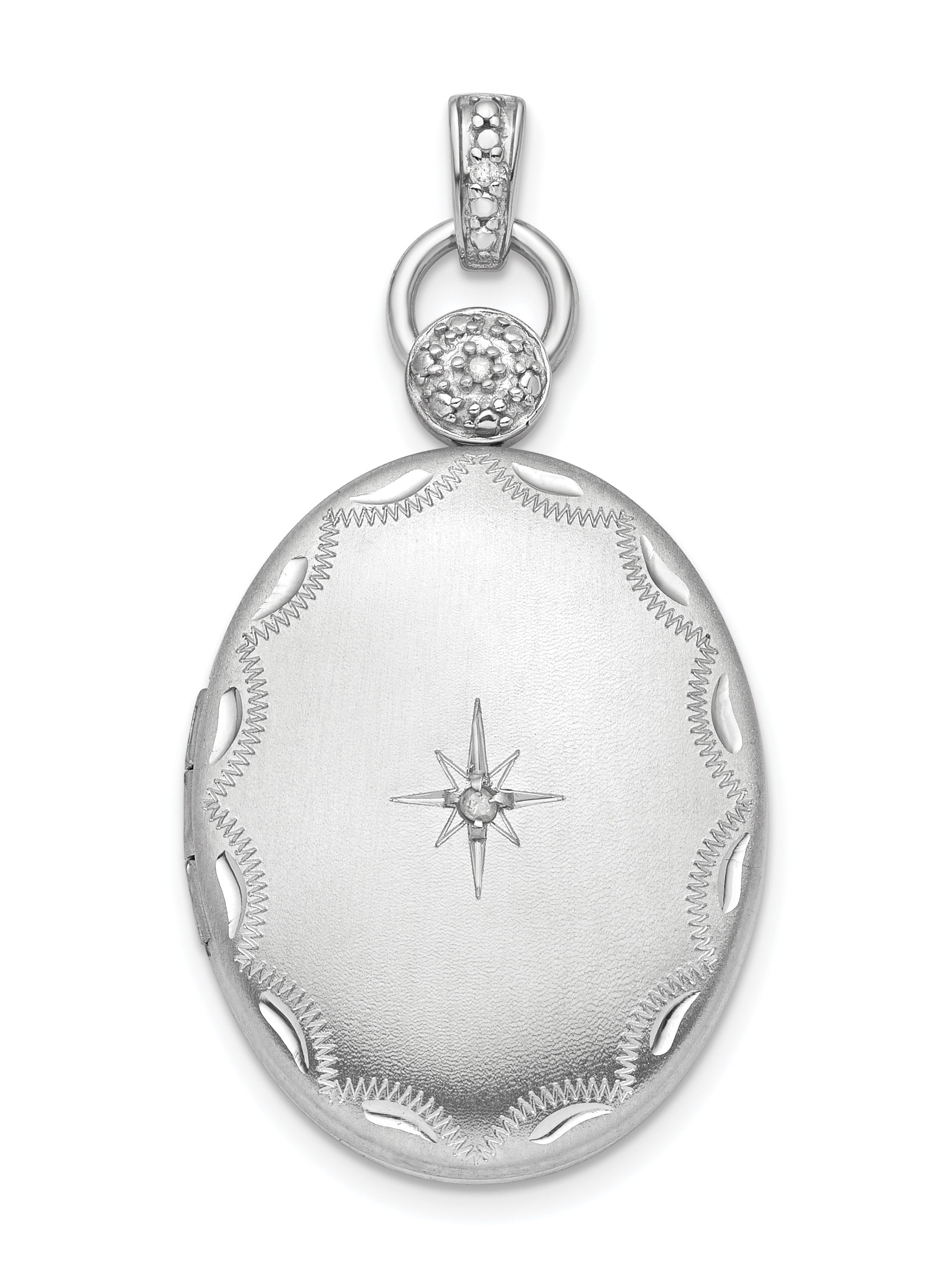 Sterling Silver Rhodium-Plate 26mm Diamond Accented D/C Locket (39.2 X ...