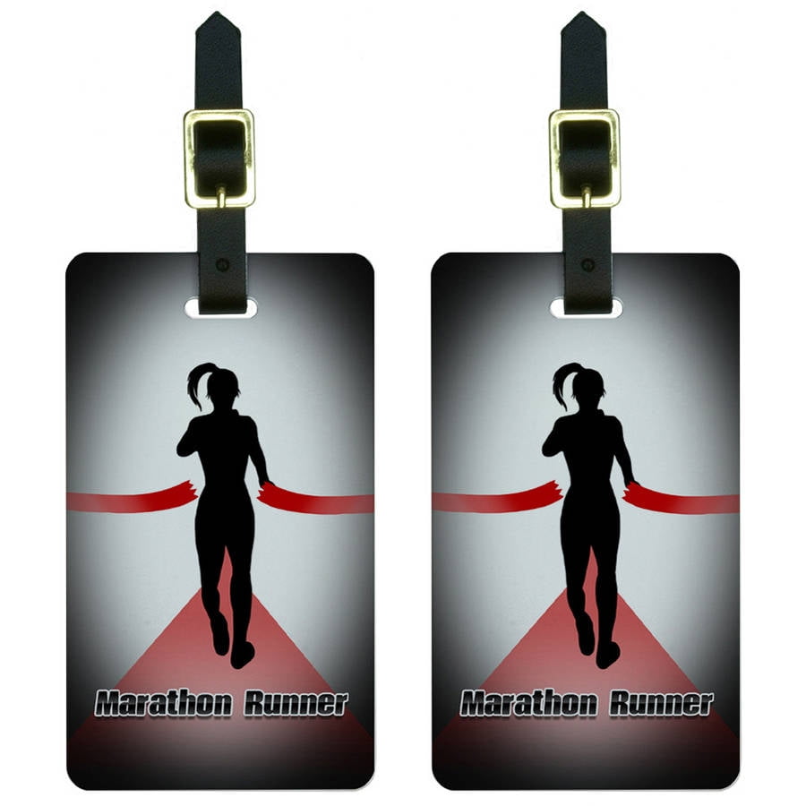 Marathon Runner Running Jogging Woman Luggage Tags Suitcase ID, Set of ...