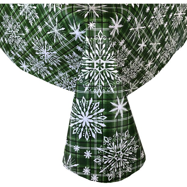 Newbridge Green Snowfall Snowflake Plaid Christmas Print Vinyl Flannel ...