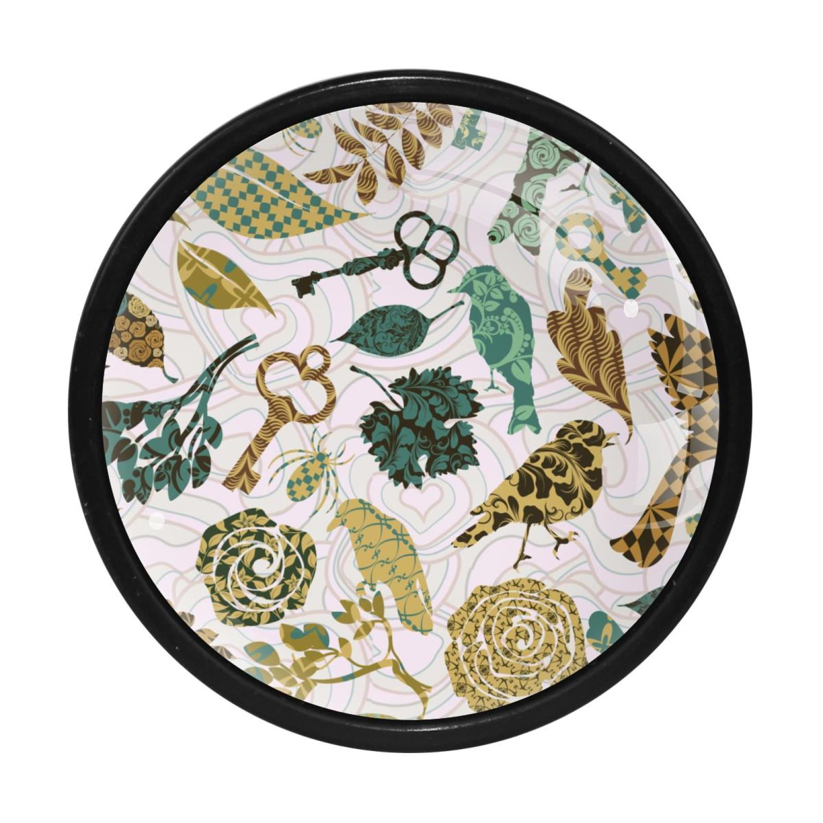 4 Pcs Birds Keys and Leaves Knobs for Kitchen Cabinet Cupboard Dresser ...