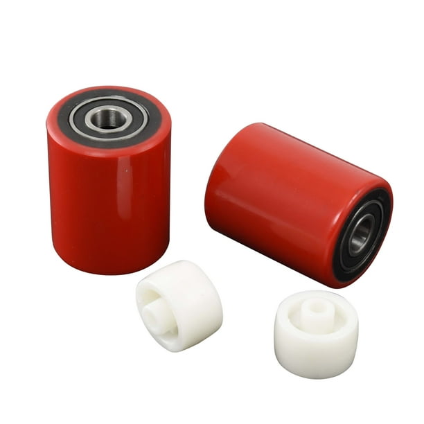 Pallet Jack Load Wheels Pair Poly 3"x 3.75 Bearings&Entry/Exit Roller ...