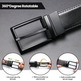 Reversible Men's Leather Belt with 360° Rotatable Buckle, Black and ...