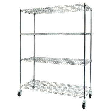 King's Rack 4-Tier Metal Organizer Shelving Rack with 12 Bins in Gray ...