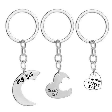 Big Middle Little Sister Key Ring Love Heart Puzzle Familys Best ...