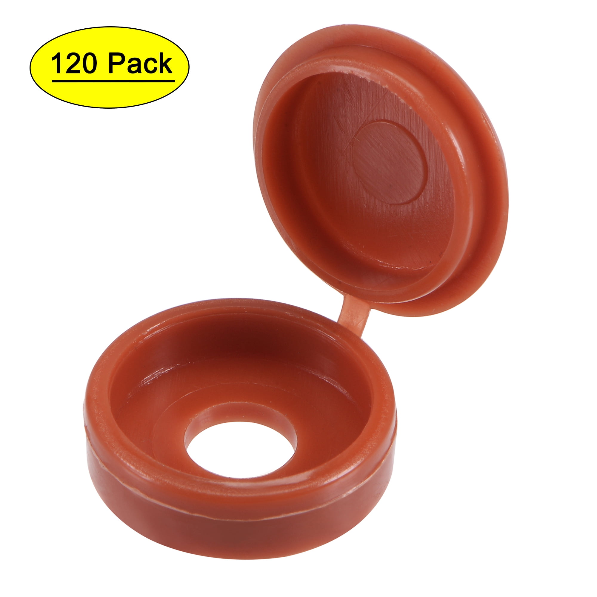 Uxcell 5.8mm Hole Plastic Hinged Screw Cover Caps Fold Snap Brown 120 ...
