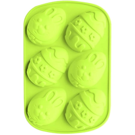 IUIT Easter Egg Shape Silicone Mold, 6-Cavity Cake Baking Green Mould ...