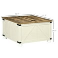 HOMCOM Farmhouse Coffee Table with Storage, Large Square Coffee Table ...