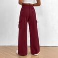 Angala Ladies Casual Pants Solid High Elastic Waist Palazzo Pants Loose ...