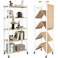 5-Tier Foldable Storage Shelves with Wheels Folding Metal Shelf Unit ...