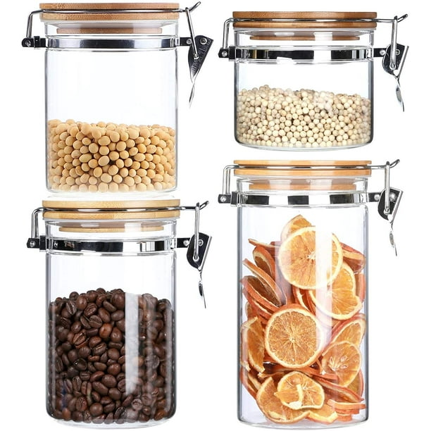 4 Set Airtight Glass Jars,14/25/40/45 Oz High Borosilicate Glass ...