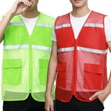 Toptie Mesh Safety Vest Zipper Team Volunteer Uniform Vest, Reflective ...