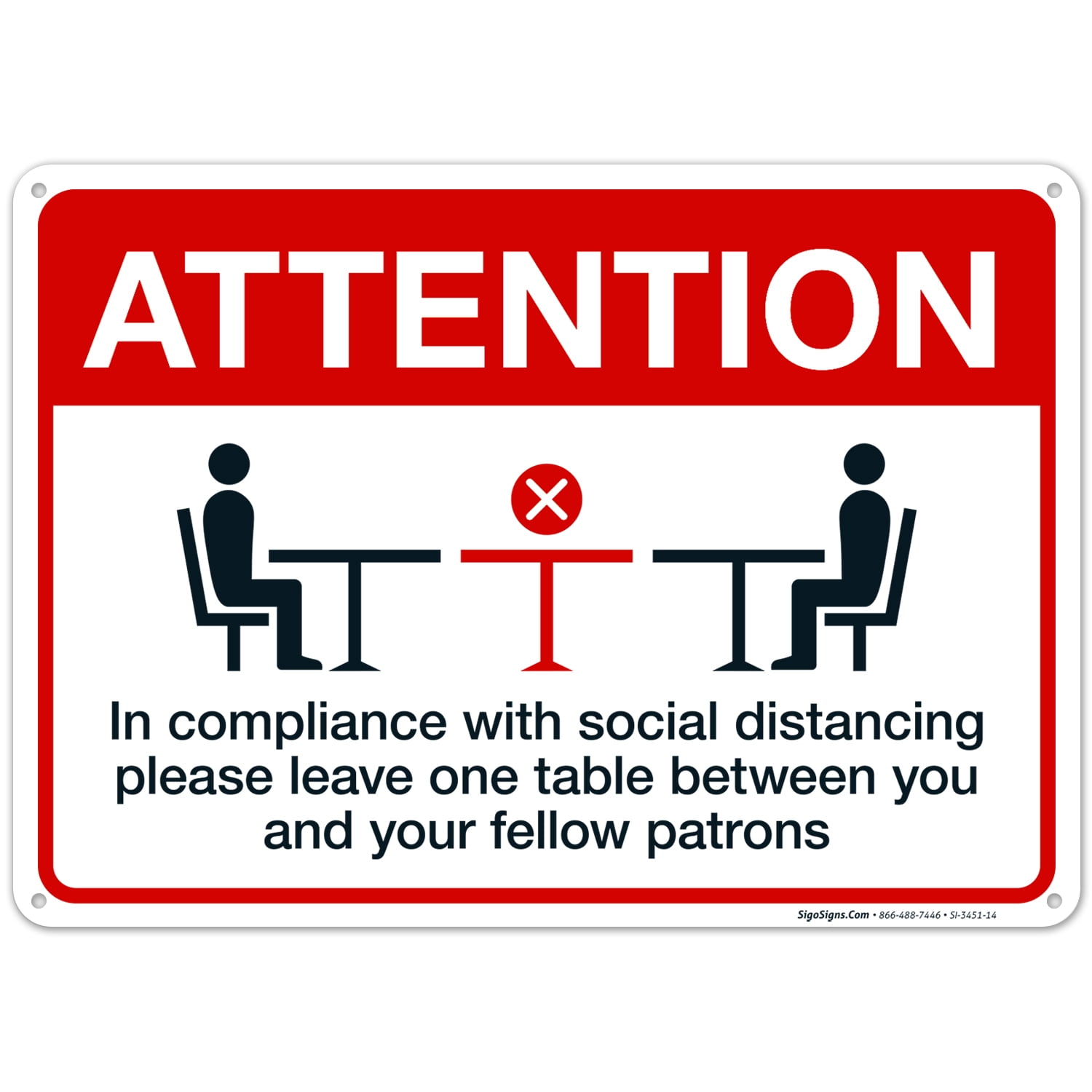 Social Distancing Restaurant Sign, Maintain 6 Foot Distance Sign, 10x14 ...