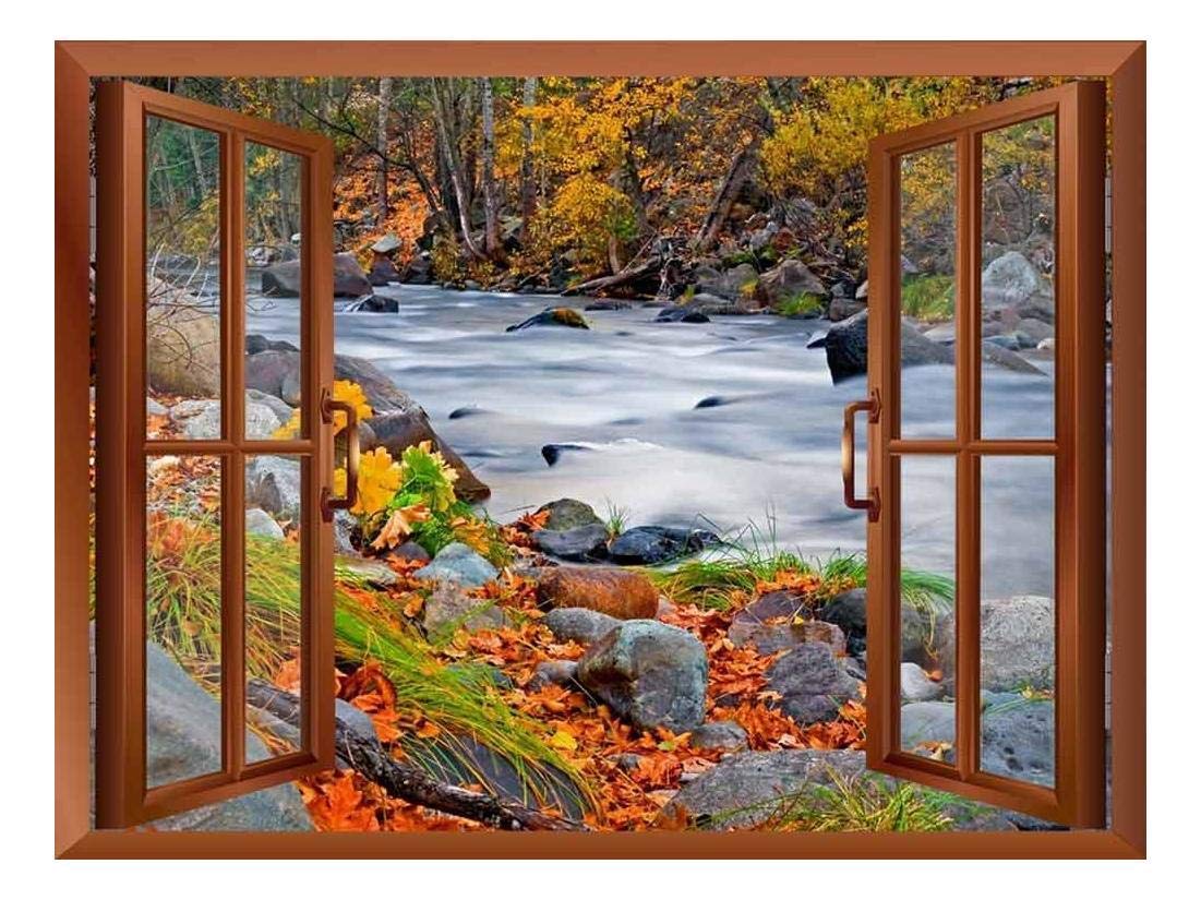 wall26 Modern Copper Window Looking Out Into a Rocky River Surrounded ...