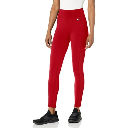 Tommy Hilfiger Women's High Rise Performance Legging, Rich Red, Large ...