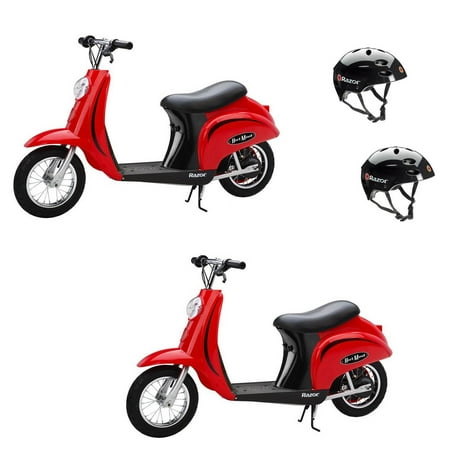 Razor Pocket Mod Miniature Euro Electric Retro Scooters, Red (2 Pack ...