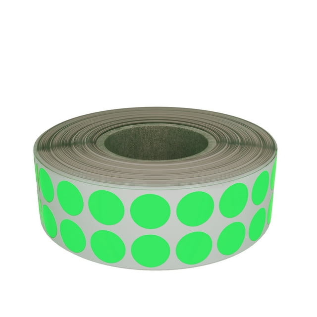 Neon Green Sticker Labels Rolls for Color Coding in 8mm, Round Circle ...