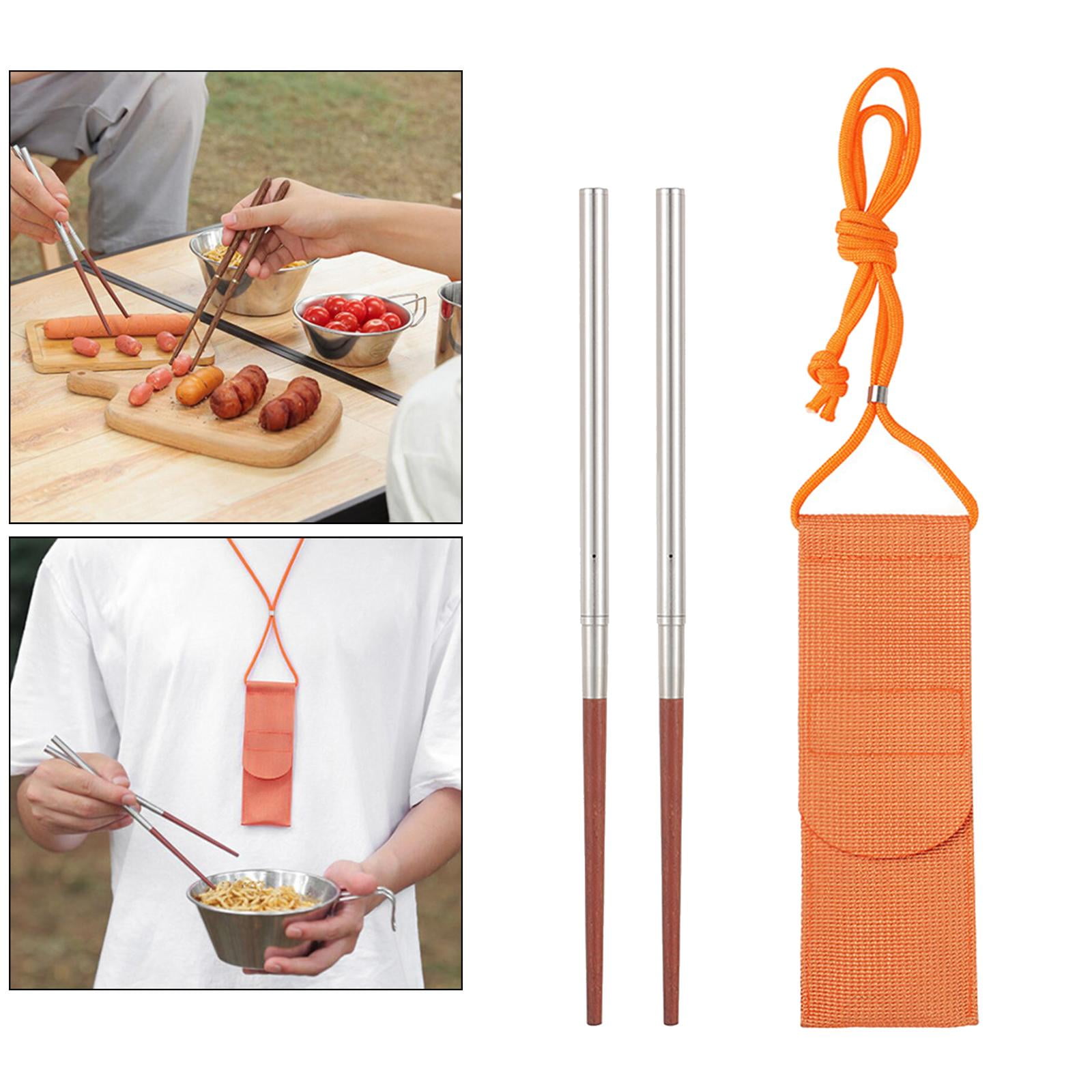 Folding Outdoor Chopsticks Screw in Reusable Stainless Steel Outdoor ...