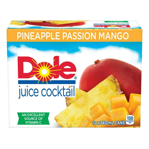 Dole Pineapple Passion Mango Juice Cocktail 12 x 340 mL, Cans, 12x340mL ...