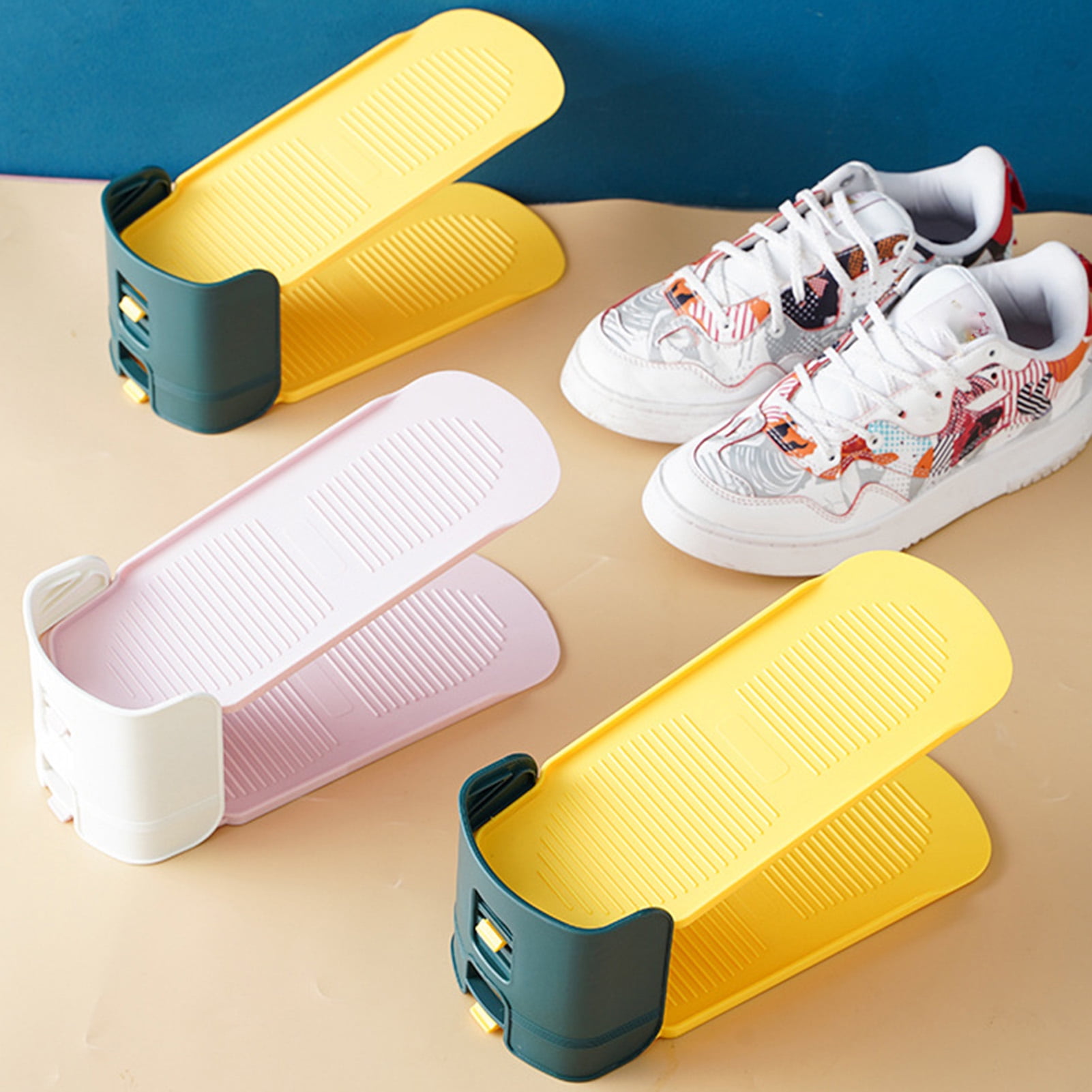 Hesroicy 2-Piece Shoe Rack: Double-Layered, Anti-Slip, and Adjustable ...