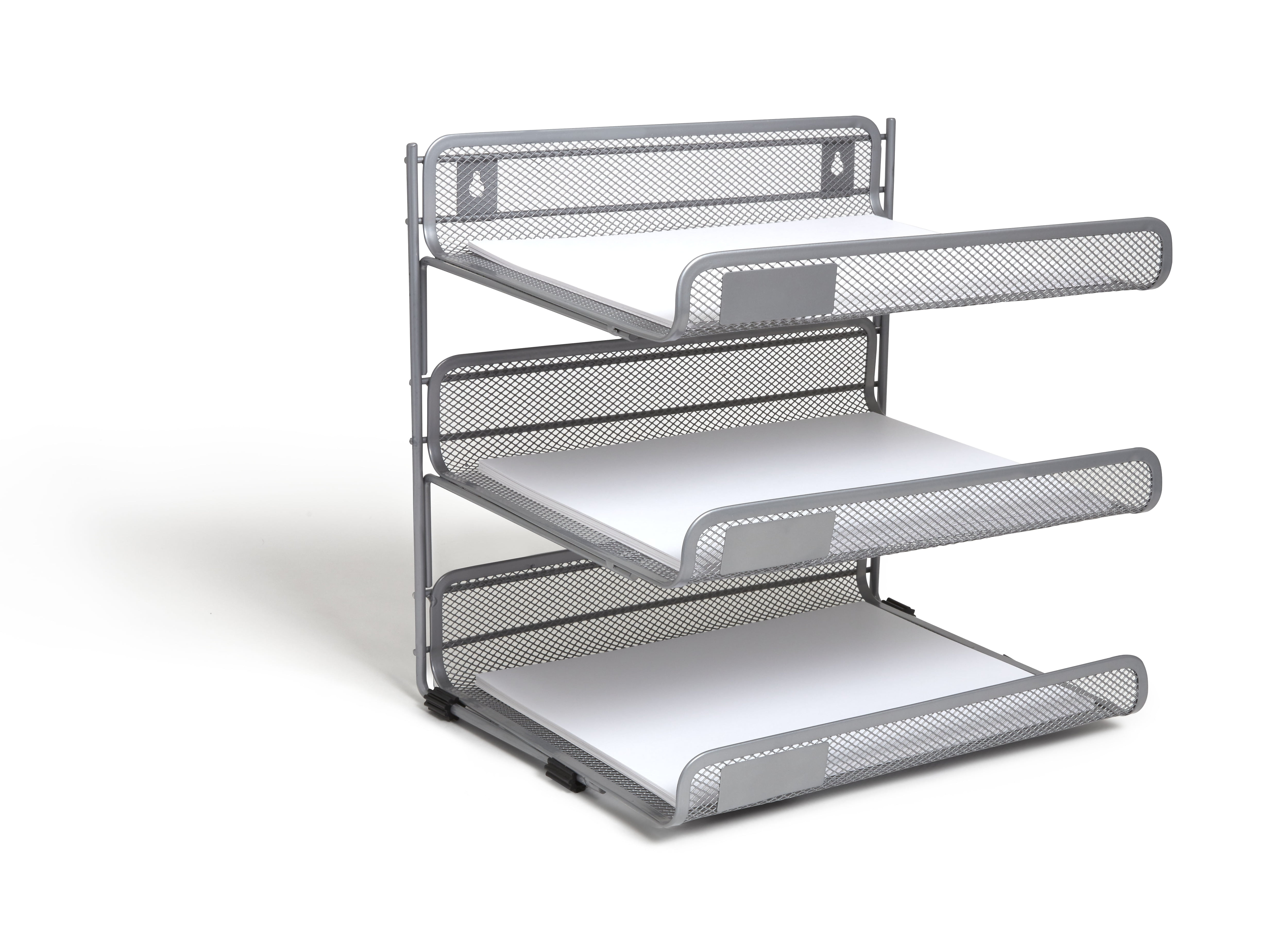TRU RED 3 Compartment Wire Mesh File Organizer, Silver TR57557-CC ...