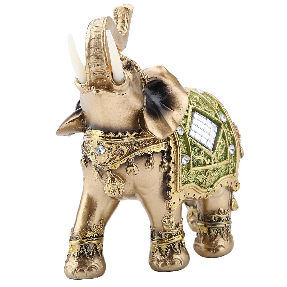 Domqga Elephant Figurine, Lucky Feng Shui Green Elephant Statue ...
