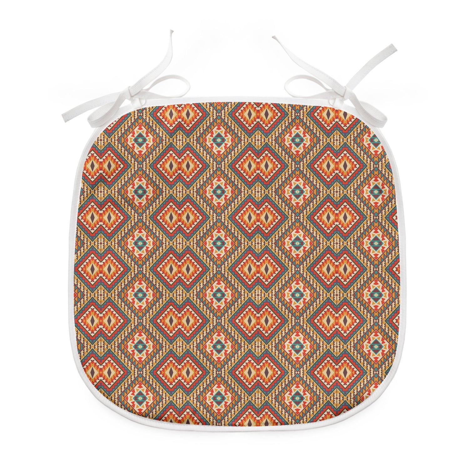 Ethnic Dining Chair Pad, Mexican Peruvian Cultural Heritage Motifs ...