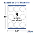 Avery Shape Labels, Round 2-1/2" Diameter, Film, White, Waterproof ...