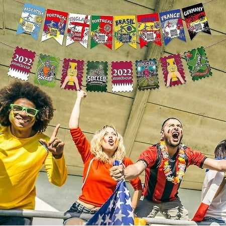 World Cup Flags 2022, 6 Pieces World Cup Flag Bunting, 59ft Hanging ...