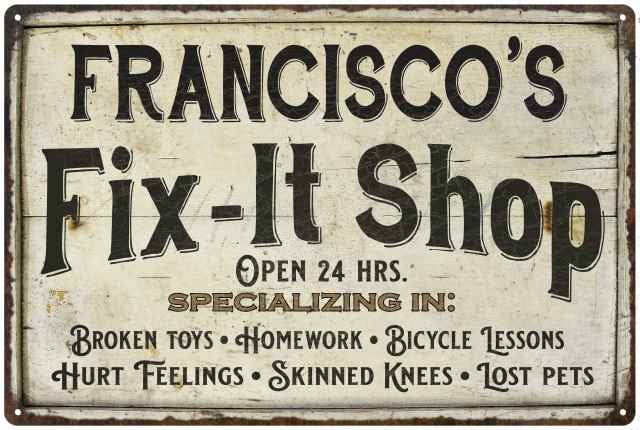 FRANCISCO'S Fix-It Shop Sign Grandpa Dad Wall Decor Gift 8x12 Metal ...